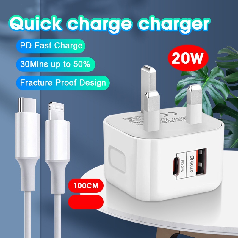 20W type c Charger USB Fast Charger Adapter Quick Charge 3.0 Charger UK ...