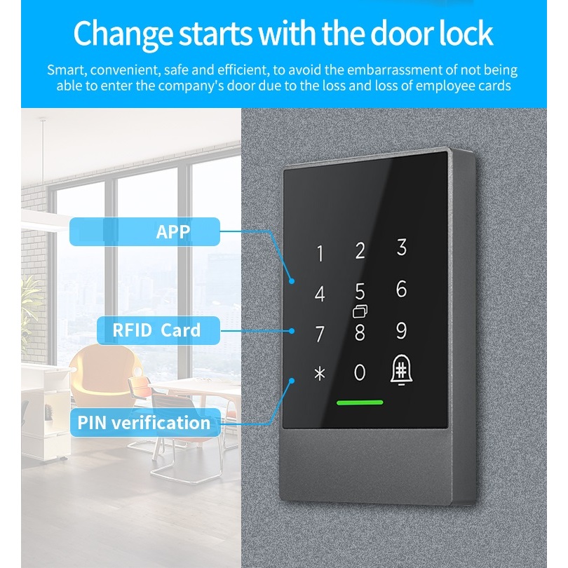 Mobile Phone Bluetooth Ttlock APP Control Door Access Control System Touch Screen Card Reader ...