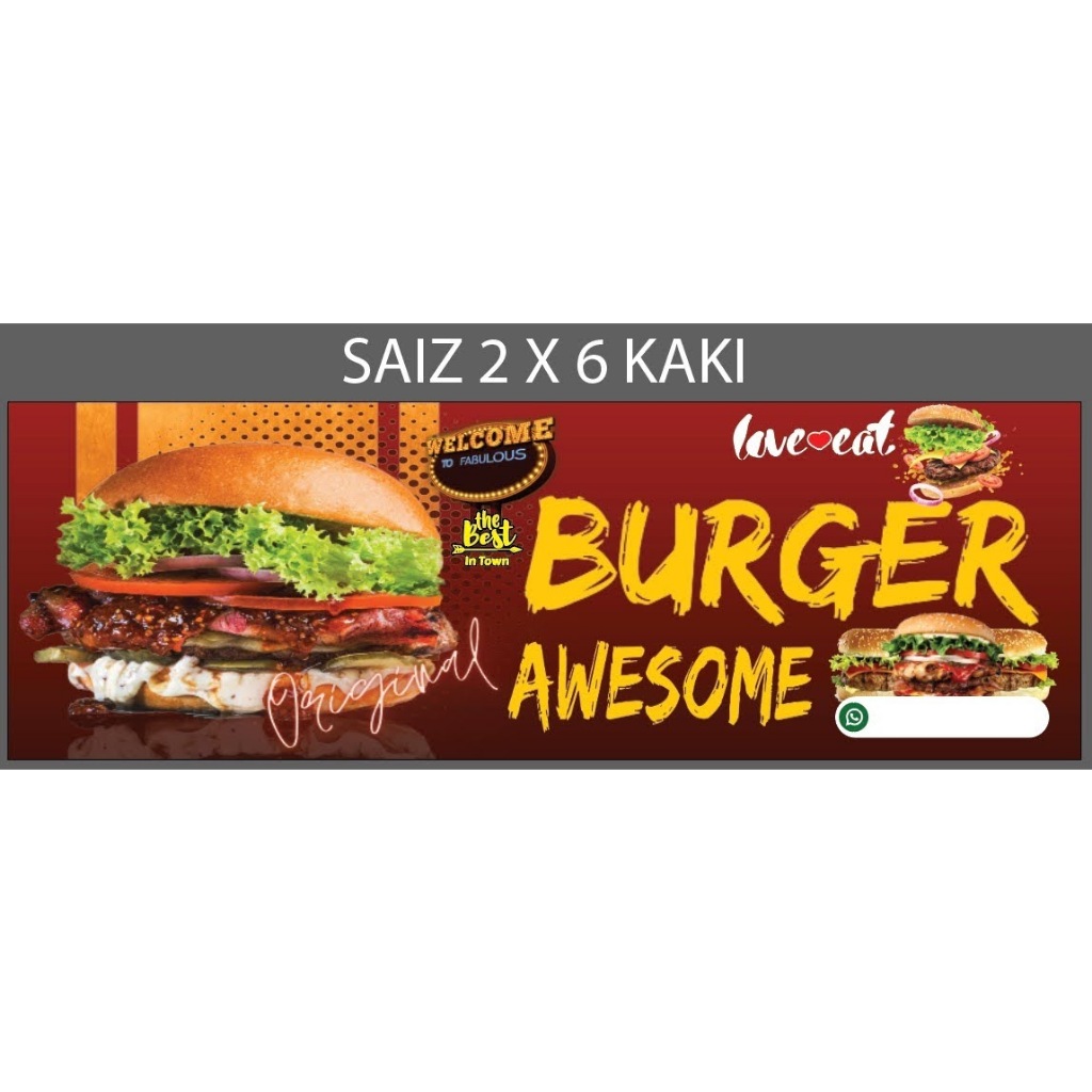 STIKER STALL BURGER AWESOME WITH RED AND REFLECTION BURGER BACKGROUND ...