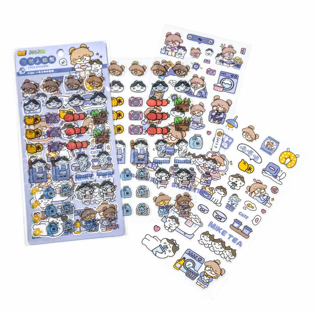 Joo Joo Cute Cartoon Girl Journal Handbook Goo Card Guka Sticker Set ...