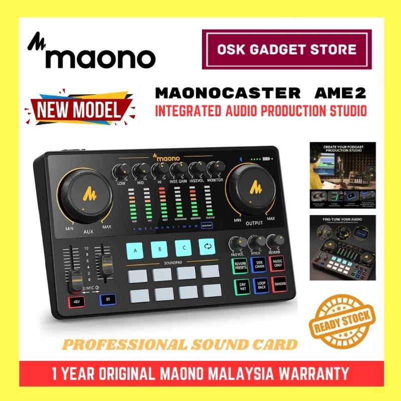 New | Maono Caster AME2 Integrated Audio Production Studio | Sound Card ...