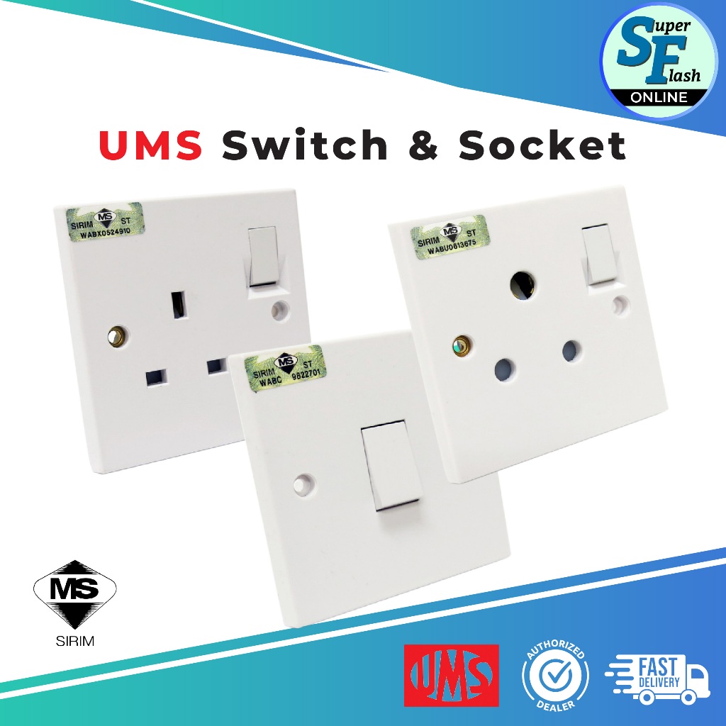 UMS Switches & Sockets [SIRIM] (White) || Suis | Shopee Malaysia