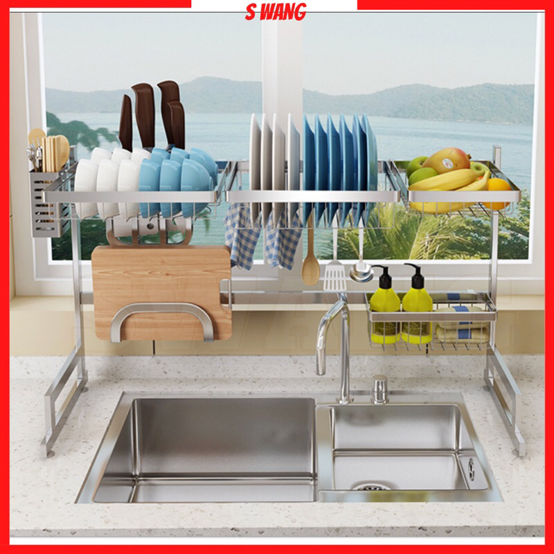 304 Original Stainless Steel Thick Dish Drainer Kitchen Sink Rack Dish ...