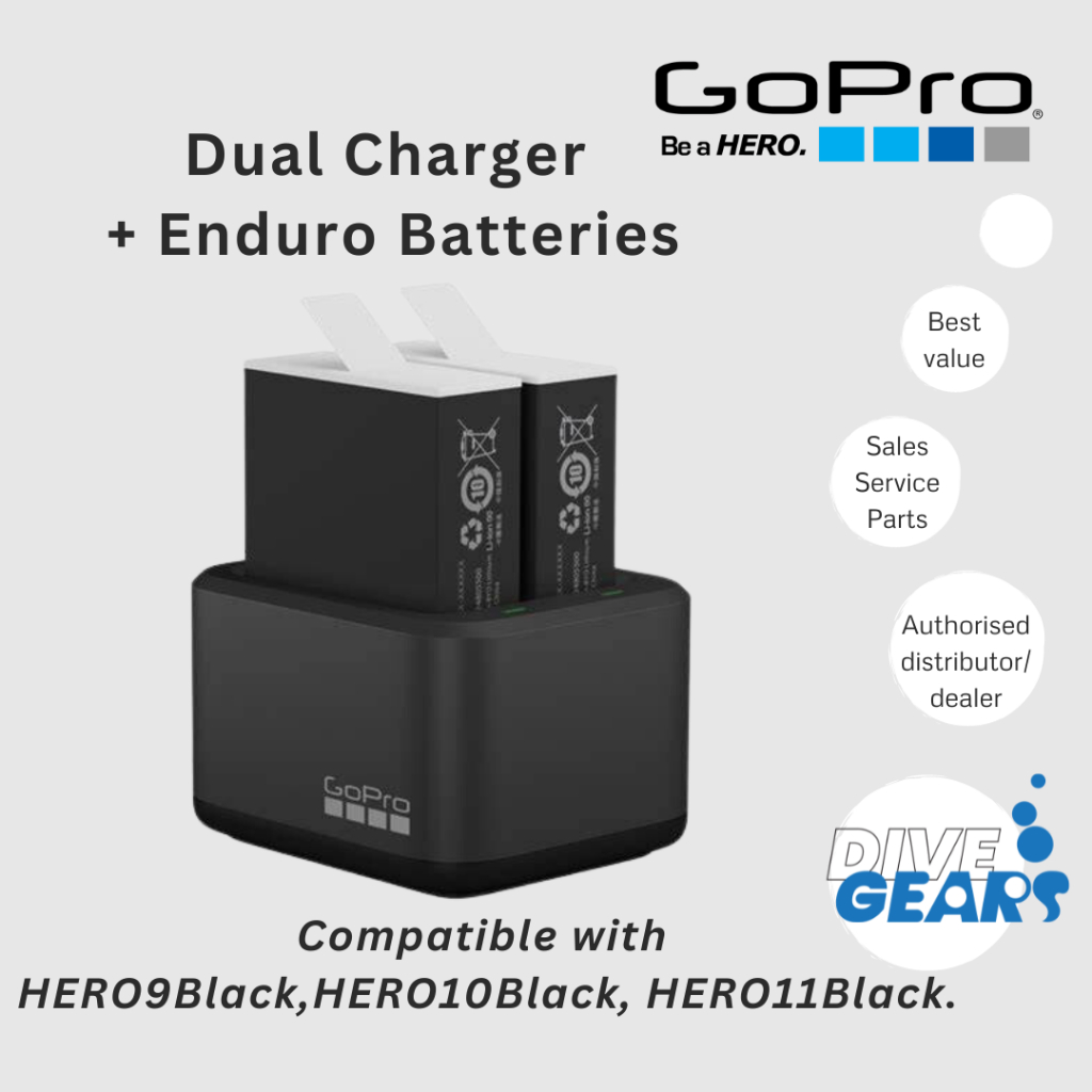 Gopro Hero 12/ Hero11 /Hero10 /Hero9 Black Dual Battery Charger + 2 ...