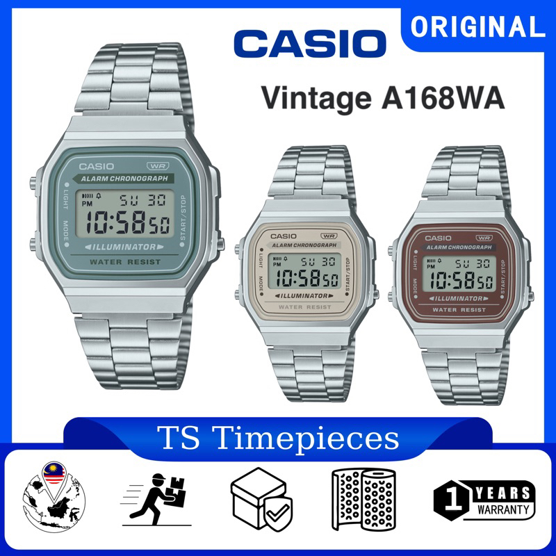 CASIO Vintage Digital Watches A168WA-3 / A168WA-5 / A168WA-8 / A168WA / A168 | Shopee Malaysia