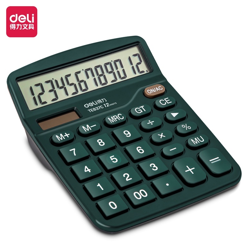 Deli Desktop Calculator 12 Digit Dual Power LCD TE837C | Shopee Malaysia