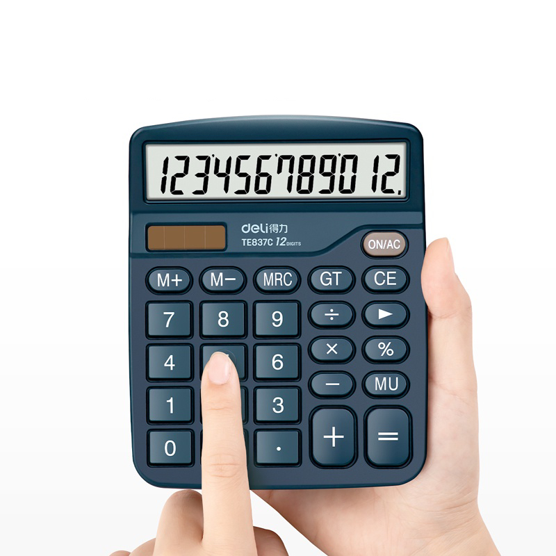 Deli Desktop Calculator 12 Digit Dual Power LCD TE837C | Shopee Malaysia