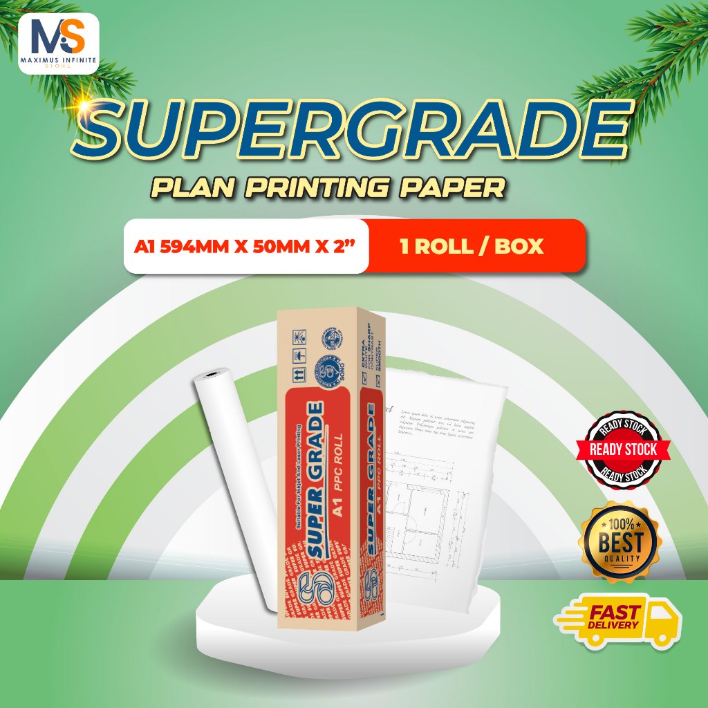[STOCK CLEARANCE] A1 594mm X 50M X 2" / Super Grade Plan Printing Paper ...