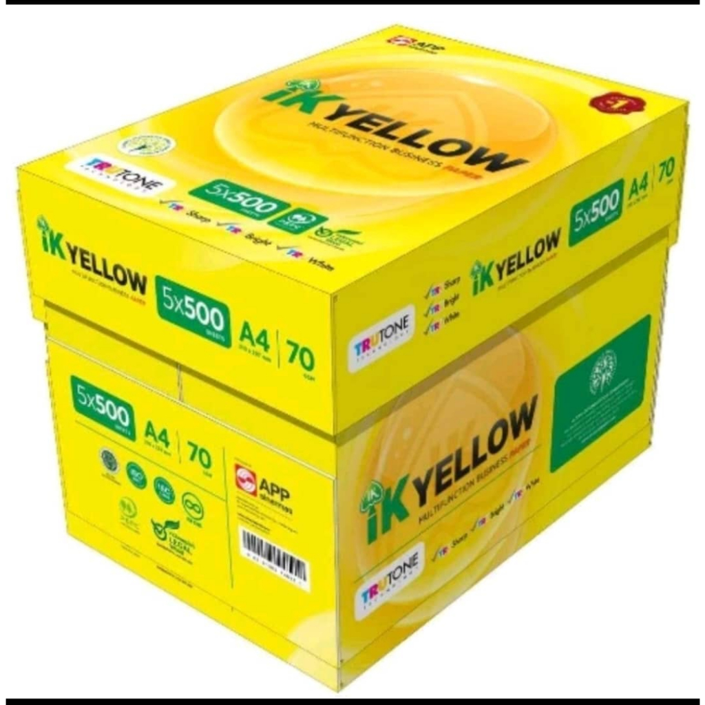 IK YELLOW A4 Copier Paper 70gsm 500'Sheet (5 reams Per BOX) | Shopee ...