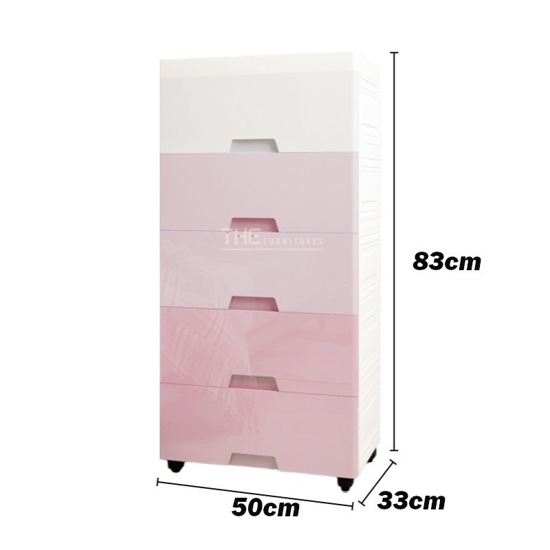 [OneHome] 5 Tier Organizer Rack Drawer Cabinet Wardrobe Clothes Wheel ...