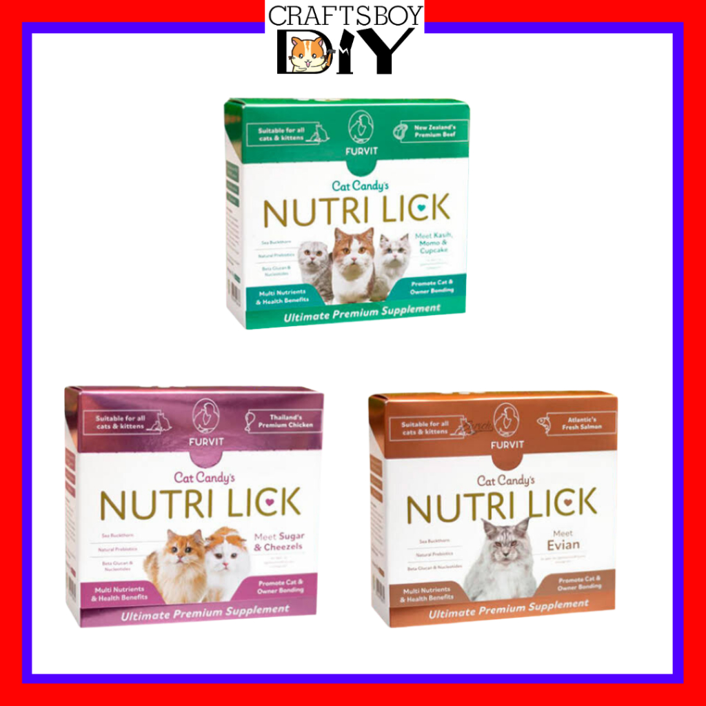 FURVIT CAT CANDY'S NUTRI LICK (40 Sachets) Premium Supplement Cat ...