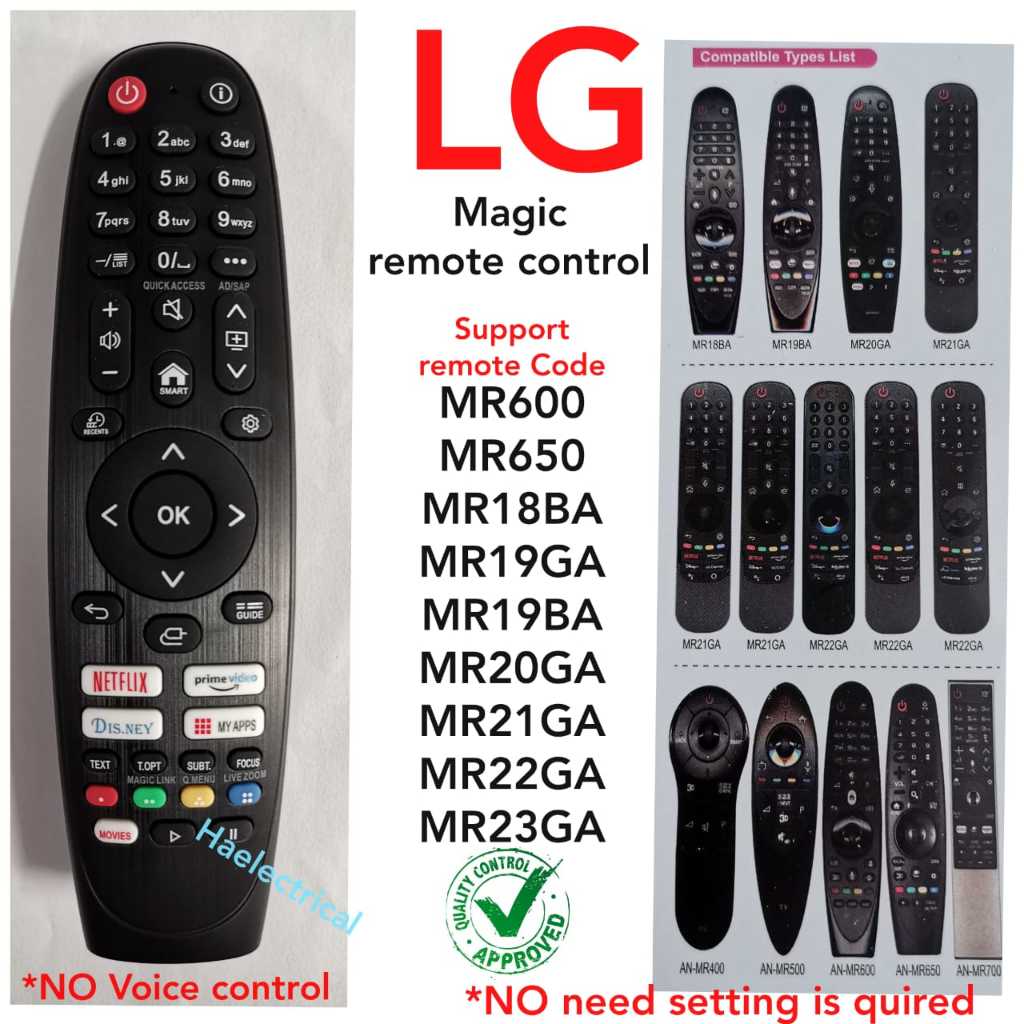 (OEM) LG TV Magic Remote Control MR600 MR650 MR18BA MR19GA MR19BA MR20GA MR21GA MR22GA MR23GA ...