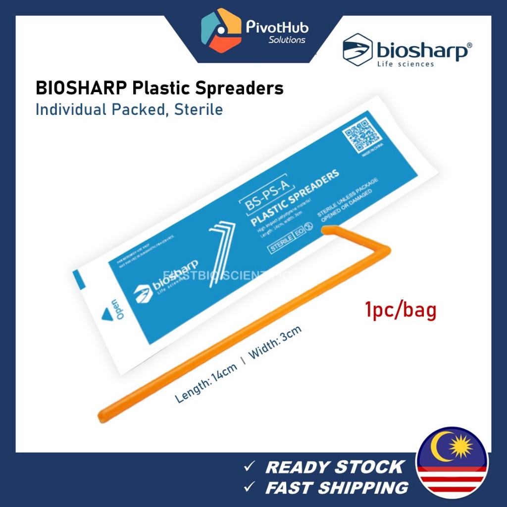 BIOSHARP L-shaped Plastic Cell Spreaders Hockey-Stick, Sterile, Individual Packed 100pcs/pk ...