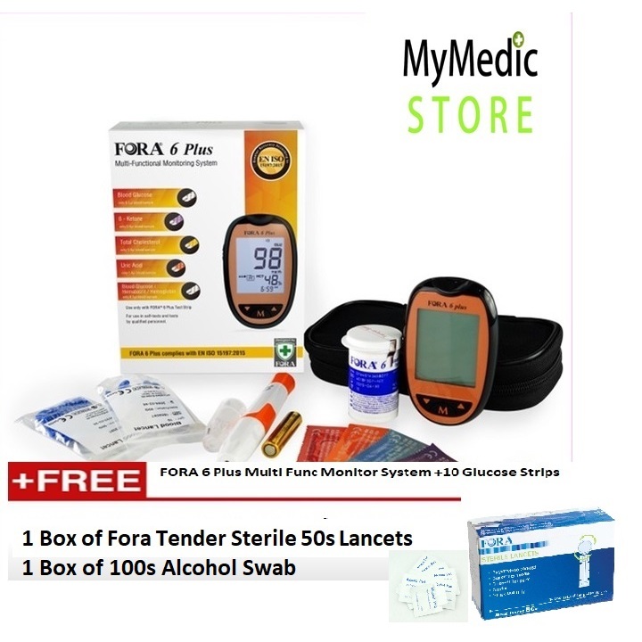 FORA 6 Plus Multi-parameter Meter Monitor (10s Glucose Test Strips ...