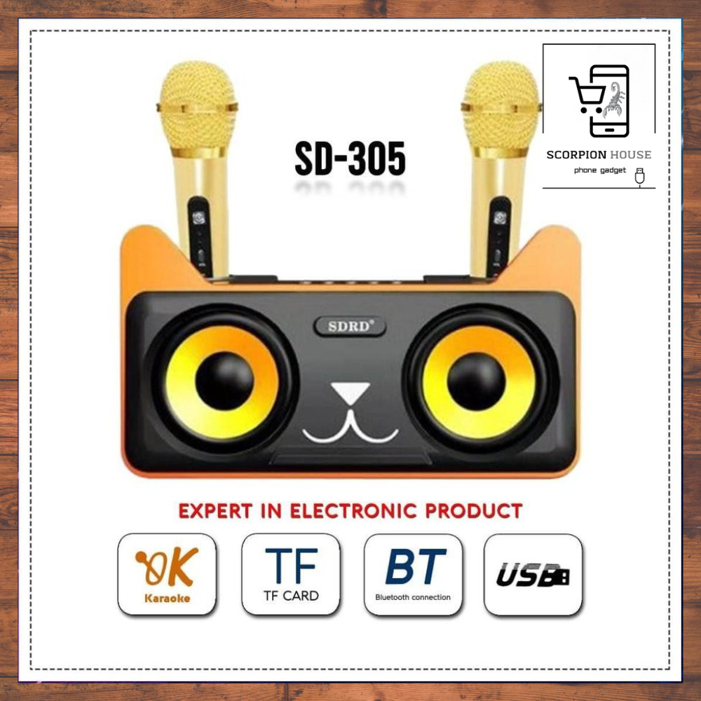 SDRD SD-305 Portable Karaoke System Condenser Wireless Stereo Bluetooth Speaker with Dual ...
