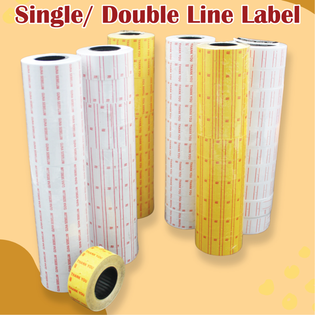 ME READY STOCK SATO Hand Label Sticker Double Line1000pcs per Roll SATO ...