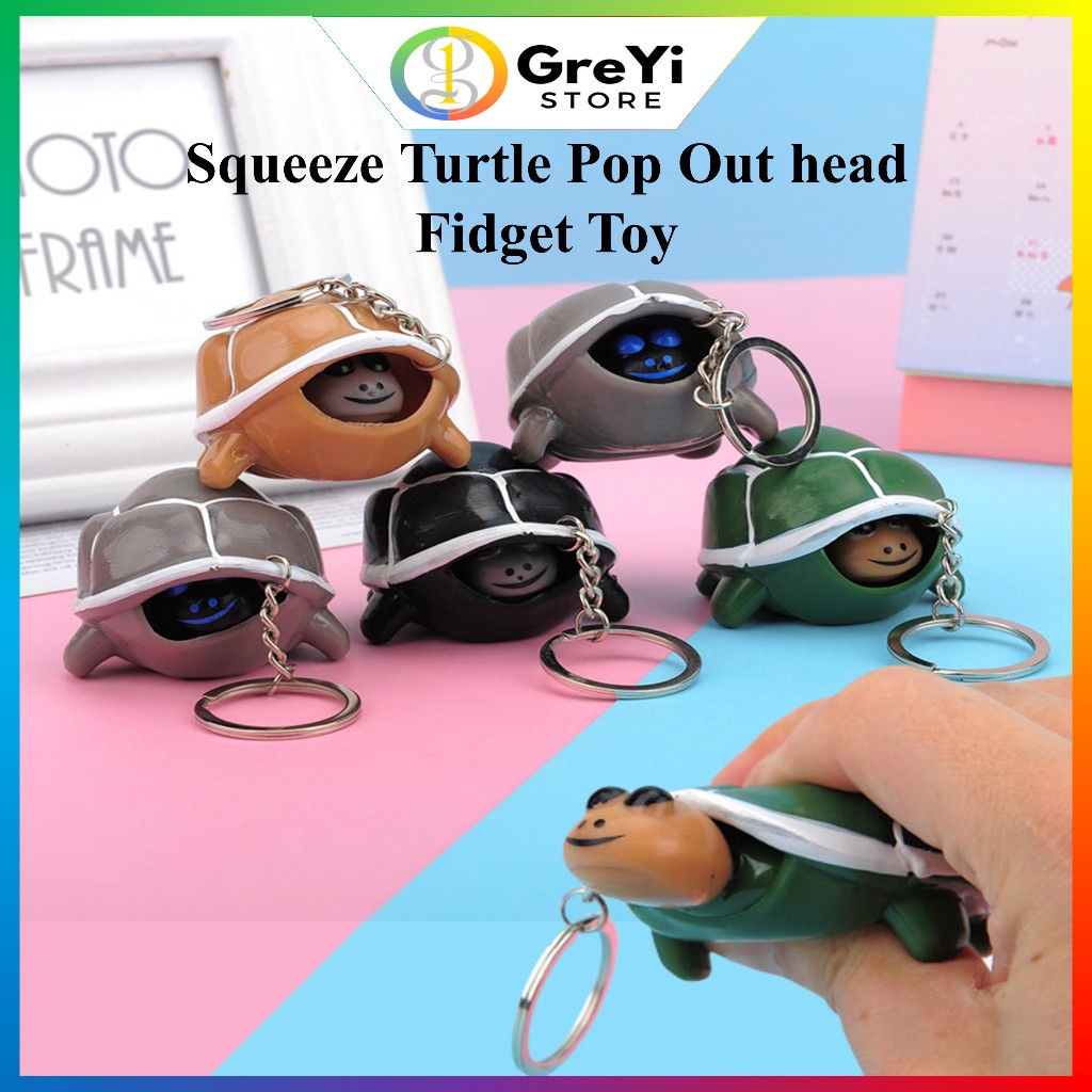 GreYi Squeeze Turtle Pop Out head Fidget Toy, Squishy toys , tekanan ...
