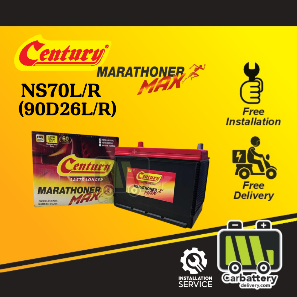 [Installation Provided] Century Marathoner Max NS70 NS70L NS70R 90D26L 90D26R Car Battery Bateri ...