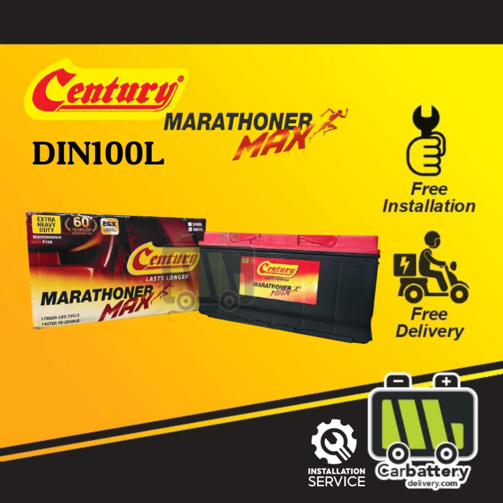 [Installation Provided] Century Marathoner Max DIN100 DIN100L Car Battery Bateri Kereta | Shopee ...