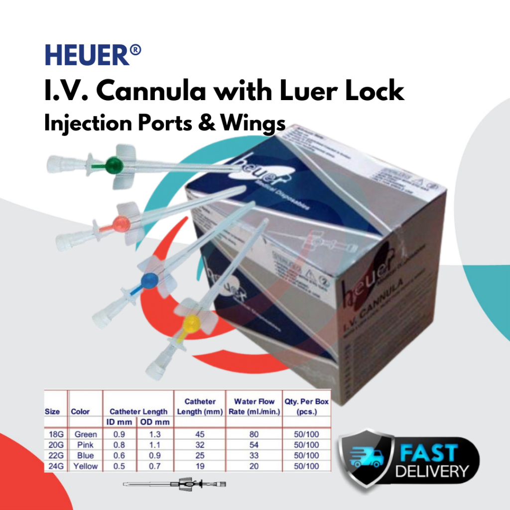 I.V. CANNULA with Luer Lock, Injection Ports & Wings (HEUER) | Shopee ...