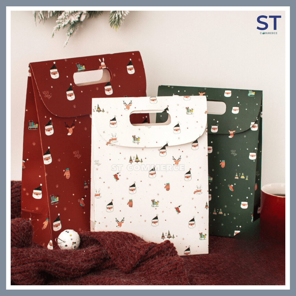 Christmas Hand-held Flip Cover Gift Bag Goodies Bag Paper Gift Bag with ...