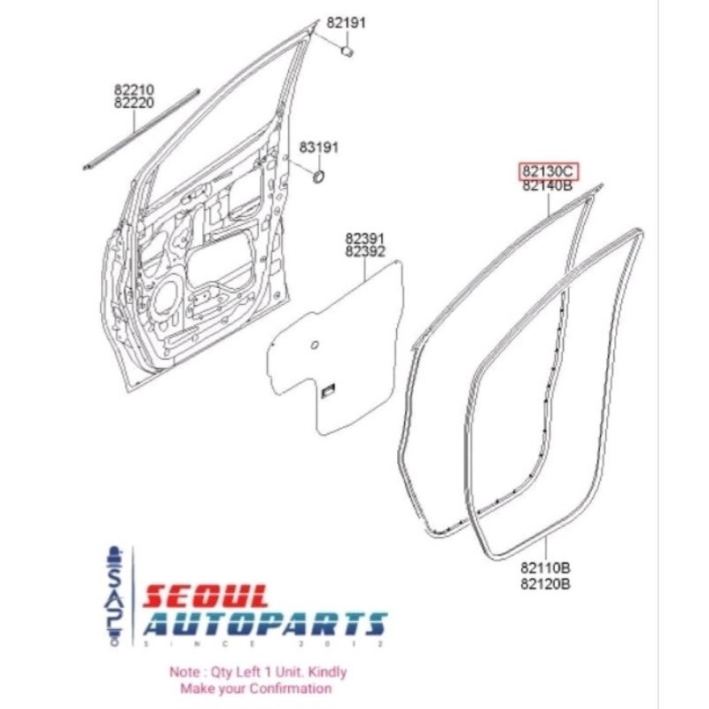 BODY & DOOR RUBBER = Hyundai Starex (06-21) #821104H000 #821204H000 ...