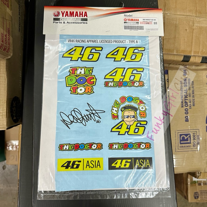 Sticker VR46 Asia Sign Signature The Doctor Valentino Rossi Yamaha ...