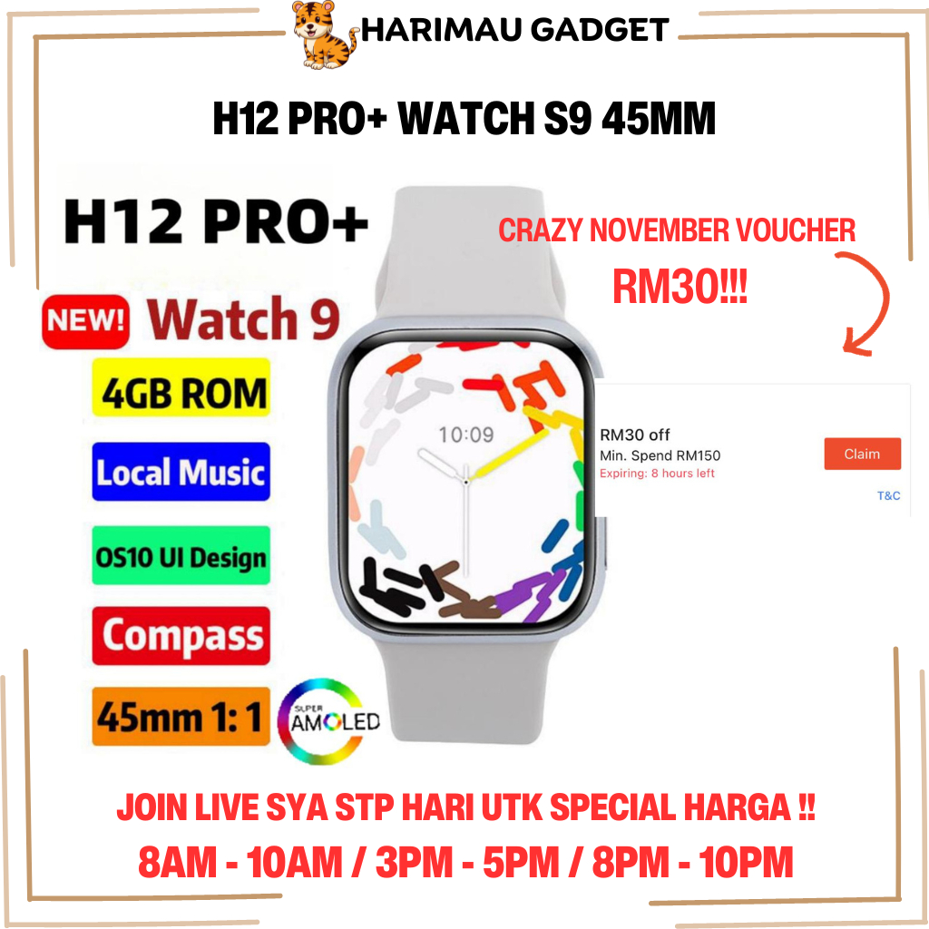 H12 Pro Plus + Watch 9 S9 45mm Amoled 4GB Storage Local Music Photo ...