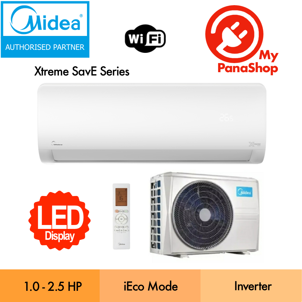 Midea AirCond R32 Xtreme SavE Inverter Air Conditioner WiFi Ready (1.0HP - 2.5HP) MSXS-10CRDN8 ...