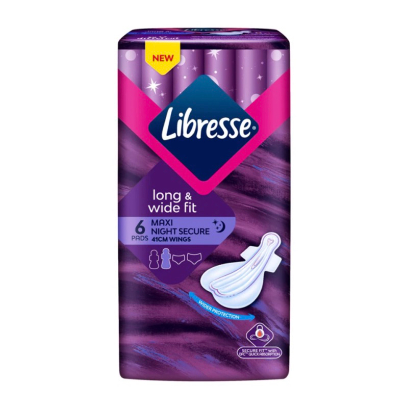 Libresse Long & Wide Fit Maxi Night 41cm Wings (6s) | libresse ...