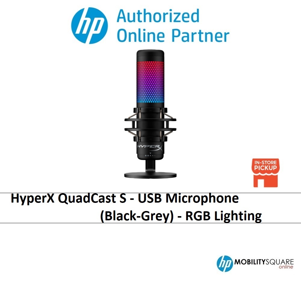 HyperX QuadCast S - USB Microphone (Black-Grey/ White-Grey)- RGB ...