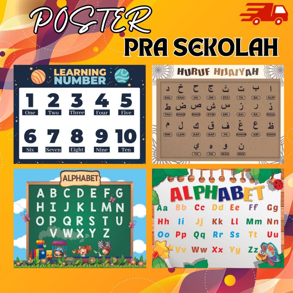POSTER PRA SEKOLAH | Huruf ABC | AlifBaTa | Alat Bantu Mengajar Kanak ...