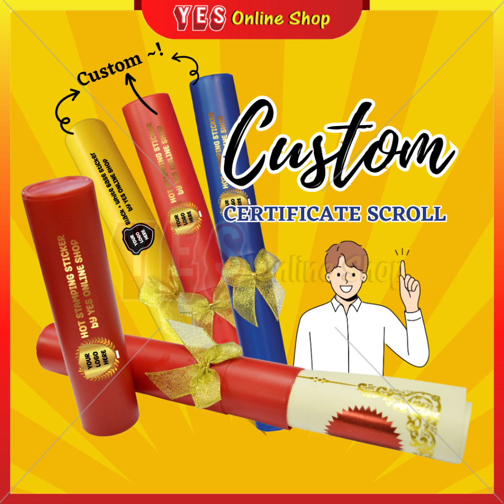 10pcs CUSTOM CERTIFICATE SCROLL / PLASTIC CERTIFICATE HOLDER FOR GRADUATION skrol sijil | Shopee ...