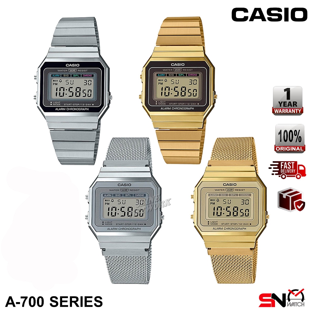 Casio Vintage A700W A700WG A700WM A700WMG Digital Stainless Steel Band ...