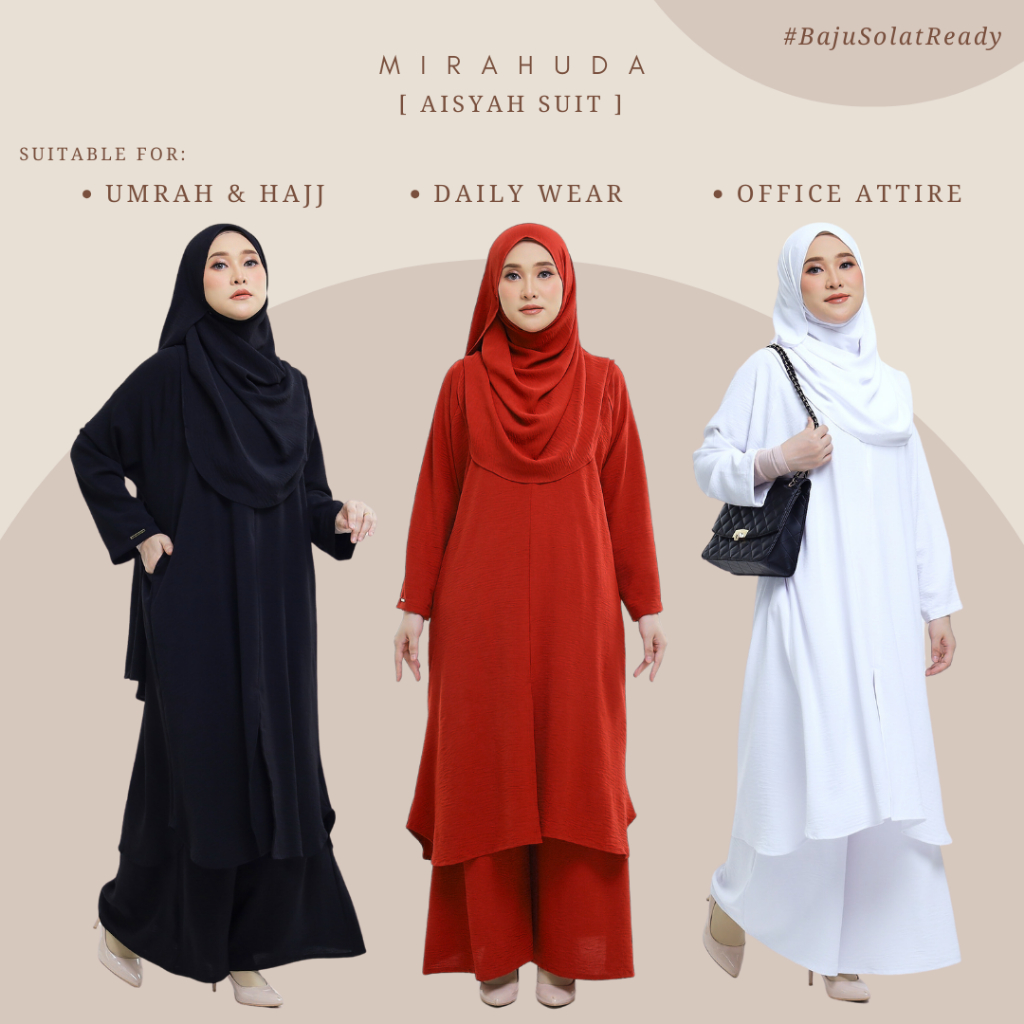 Baju Umrah Haji 2025 Viral Kurung Jubah Seluar Muslimah Umrah Set ...