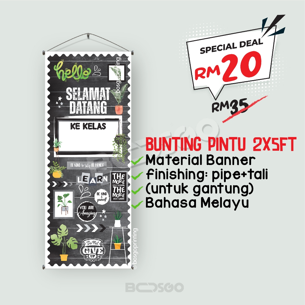 BOSGO PRINTING/ SET KECERIAAN KELAS/ BUNTING KELAS / TEMA HITAM/ BANNER ...