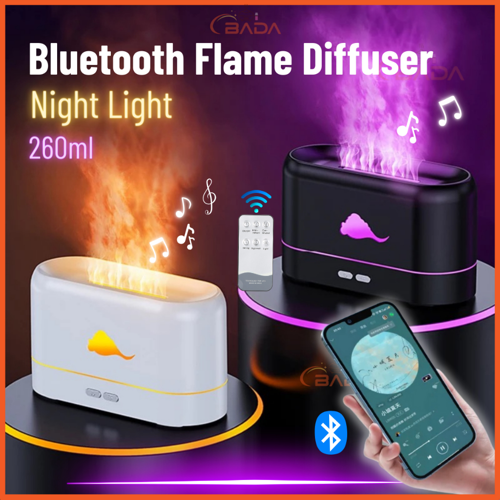 Bluetooth Speaker Music Flame Aroma Diffuser 260ml Humidifier Night ...