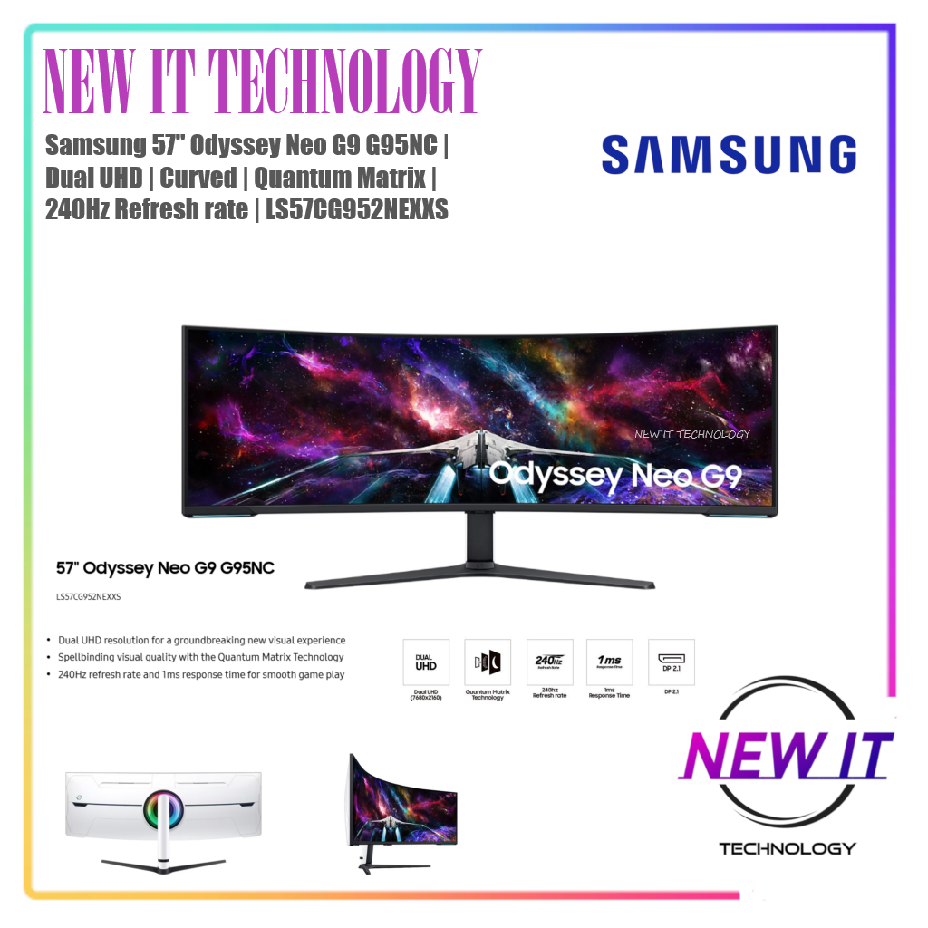 Samsung 57" Odyssey Neo G9 G95NC LS57CG952NEXXS (Dual UHD 7680x2160,1MS ...