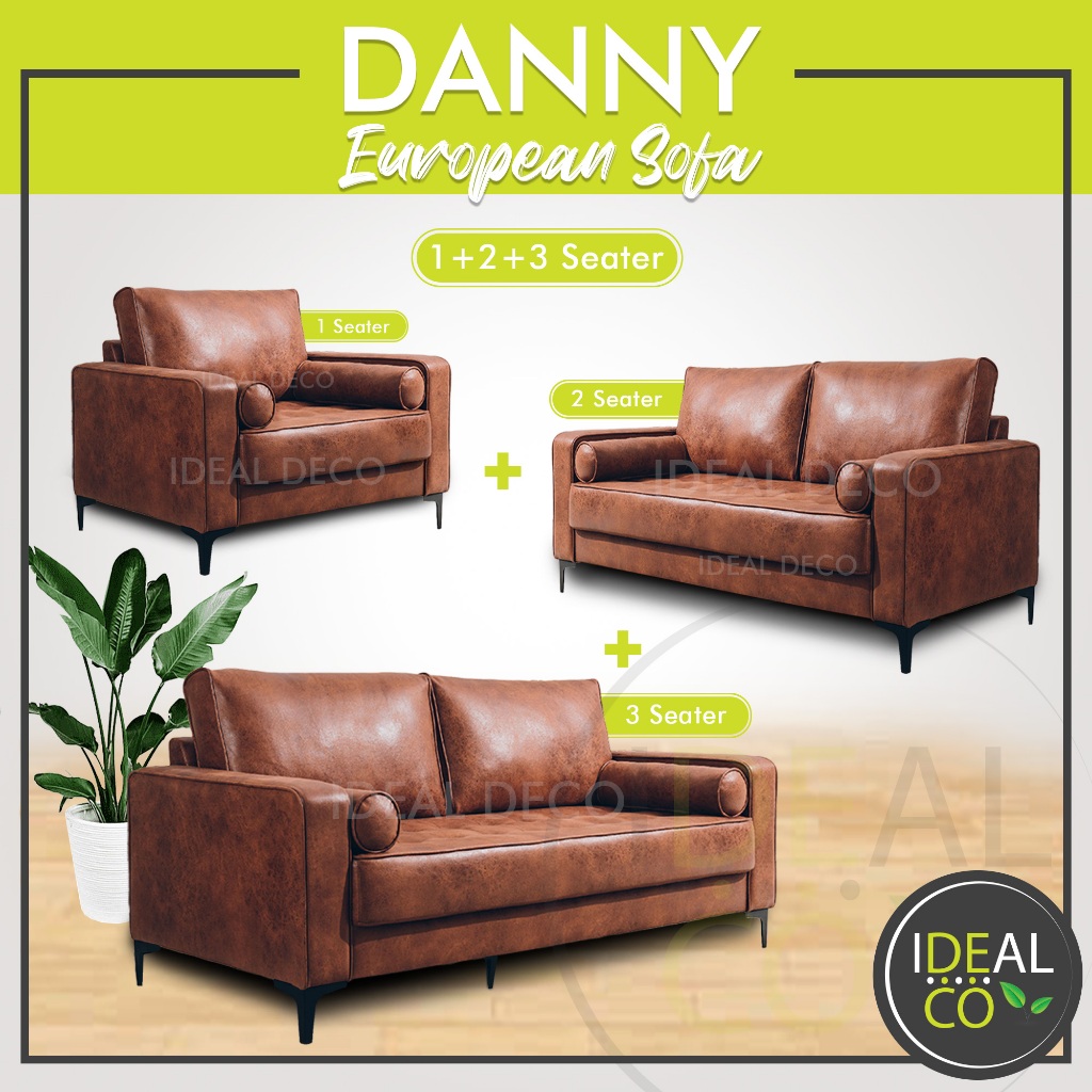 ( FREE Delivery + Free Gift ) Danny Sofa : Leather Look Fabric Solid ...