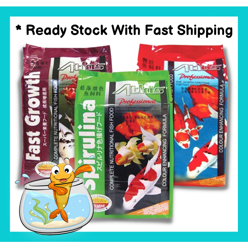 Atlas Koi Floating Fish Food Fast Red Fast Growth Spirulina 1kg Makanan ...