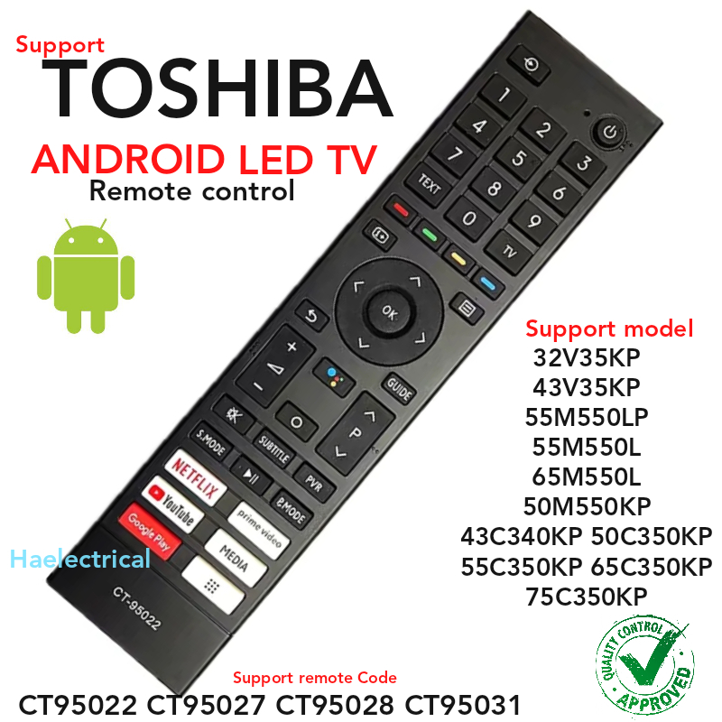 Toshiba TV Remote Control For Android Smart TV 55M550LP 43C350KP ...