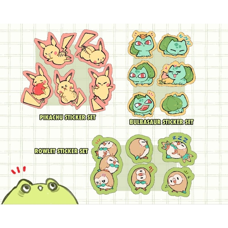 Pikachu/ Bulbasaur/ Rowlett sticker set | Shopee Malaysia