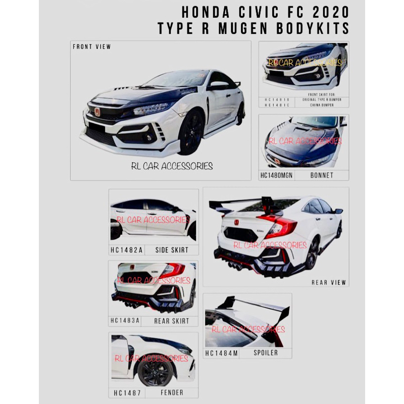 Honda civic FC 2016-2021 type R mugen bodykit body kit front side rear ...