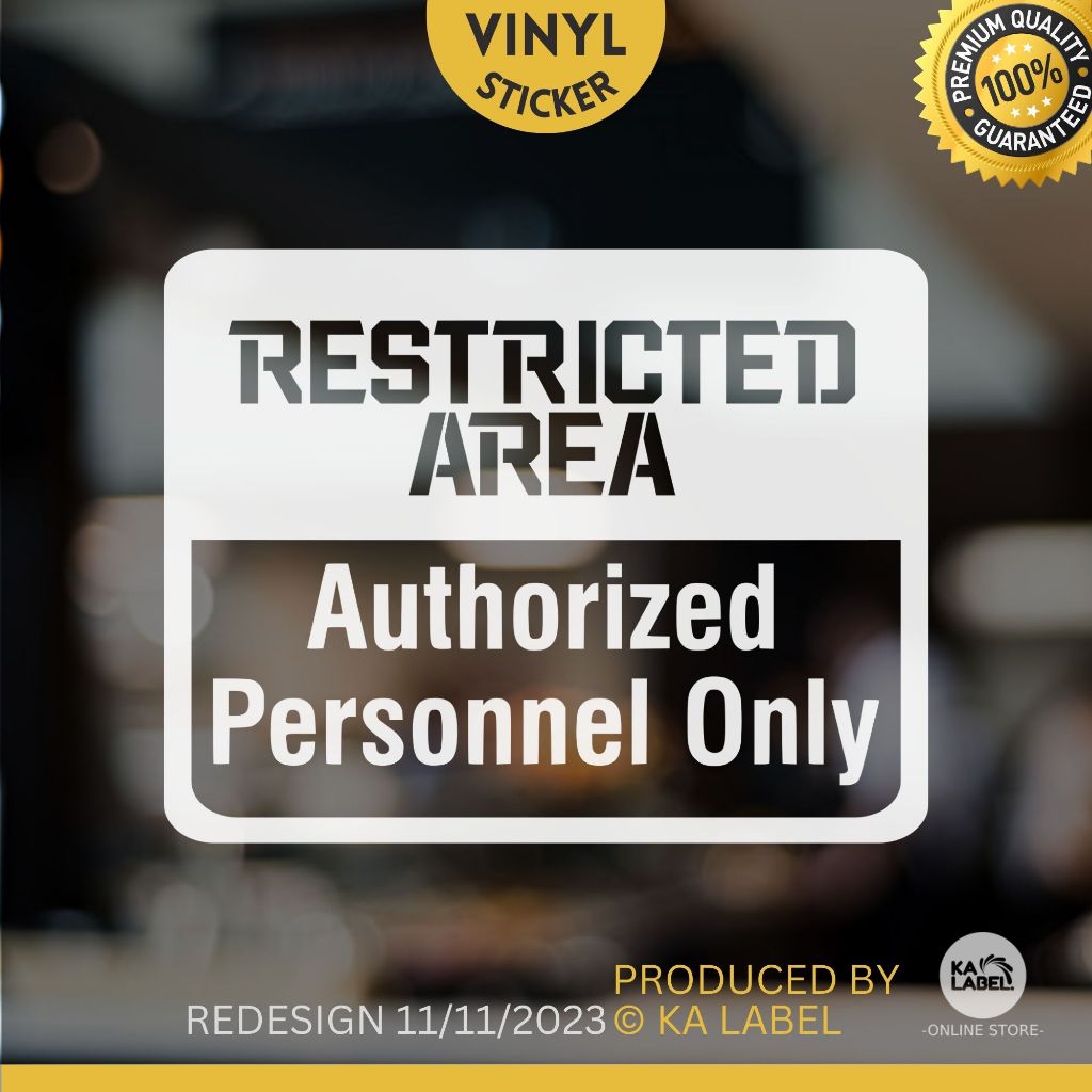 (Ready Stock) Restricted Area Sticker Home / Office / Shop Vinyl ...