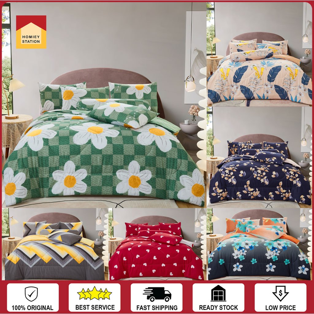7IN1 Comforter Set Cadar with Selimut Bercorak Super Single/Queen/King ...