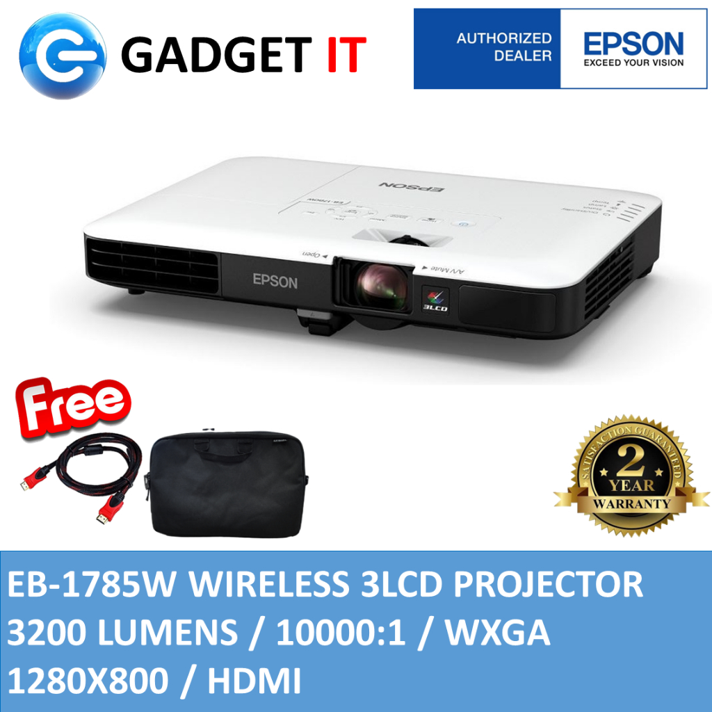 Epson EB-1785W Wireless WXGA 3LCD Slim Projector (FREE CARRY CASE ...