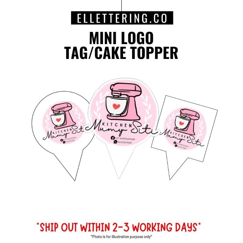 Ellettering | Custom Mini Logo Tag | Cake Topper | Cake Tag | Logo Tag ...