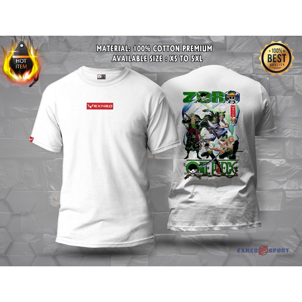 🔥Kain 100% Cotton Quality🔥Baju Tshirt Exneo X One Piece Zorro V3 Graphic Tee | Shopee Malaysia