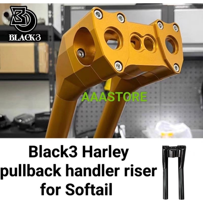 Black3 Harley Davidson Pullback Handlebar Riser (for Softail M8 ...