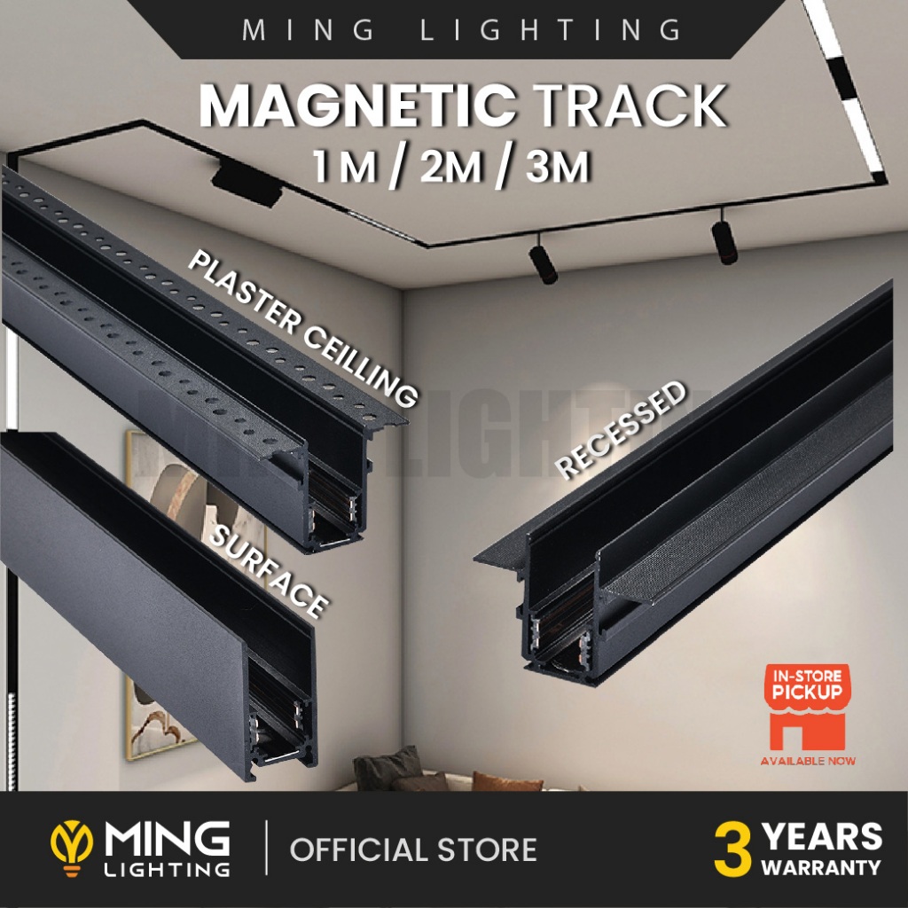 [In Store Pick-Up] LED Magnetic Track Light Bar 1m 2m 3m Recessed ...